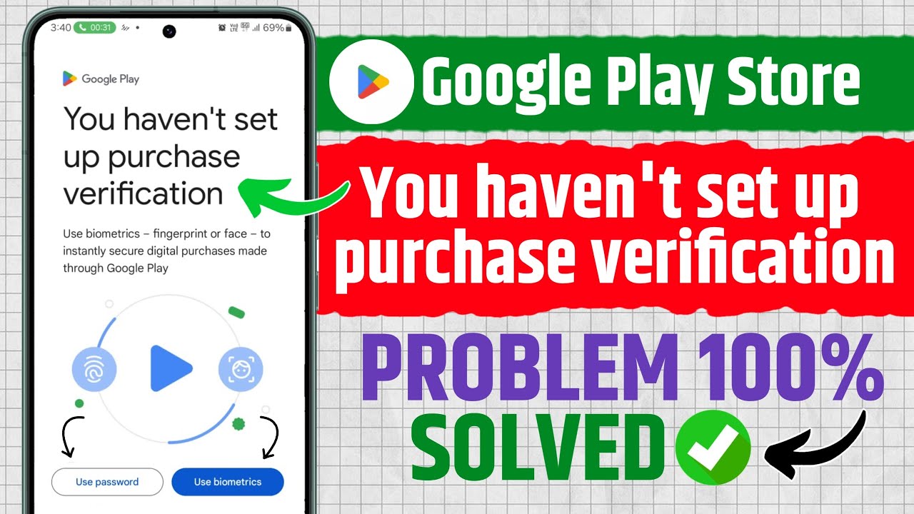 Google play store you haven't set up purchase verification problem 100% fixed - YouTube