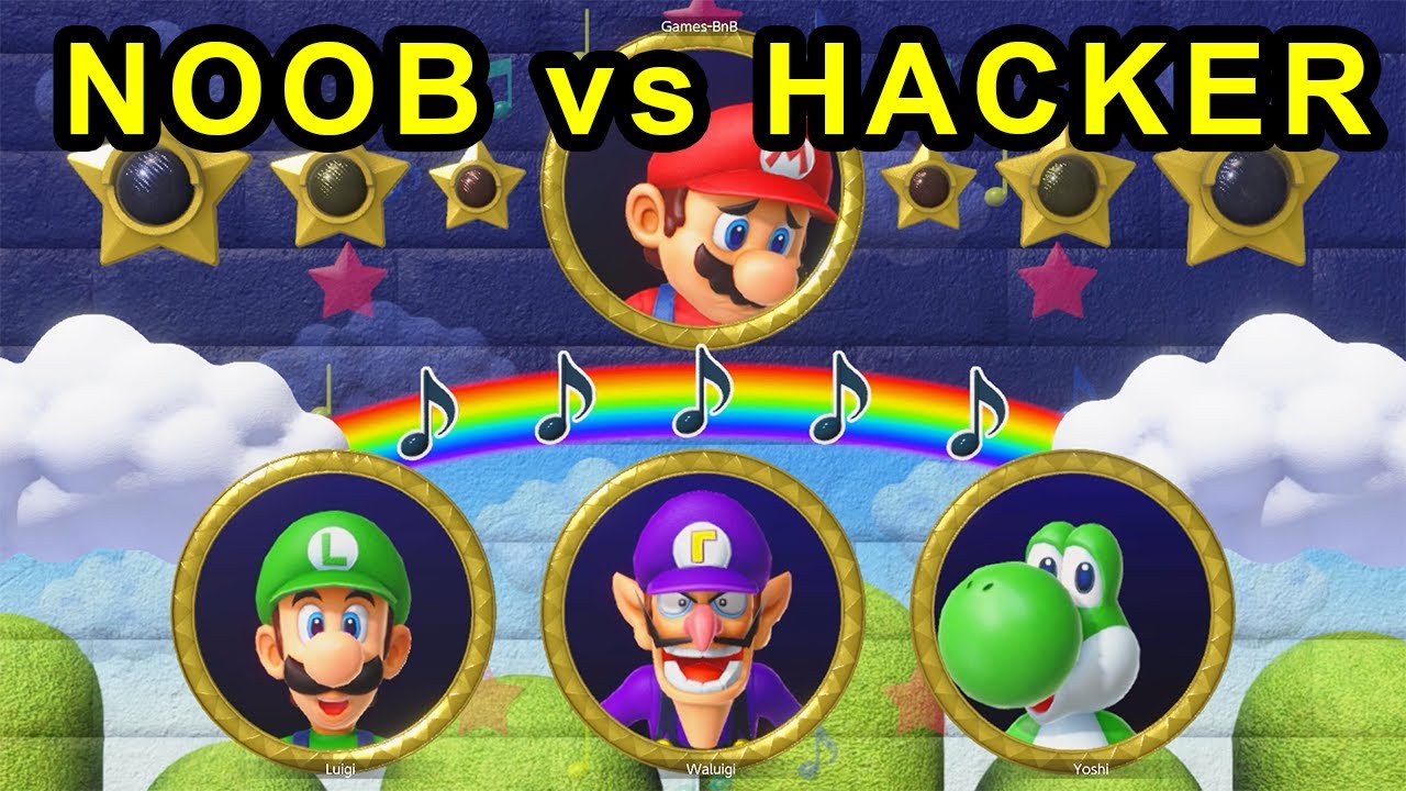 Mario Party Superstars - Noob Mario vs Hacker Mario vs Luigi vs Waluigi ...