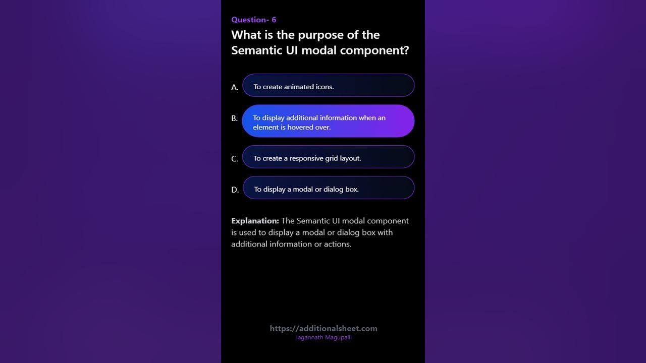 What Is The Purpose Of The Semantic Ui Modal Component Semanticui Youtube