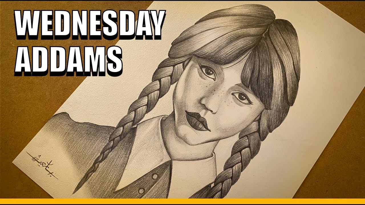 How to Draw WEDNESDAY ADDAMS | Drawing Tutorial (step by step) - YouTube