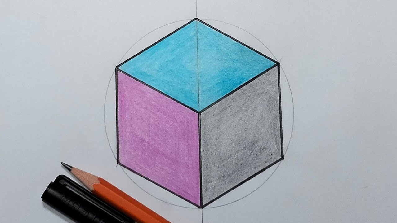 3D colorful box drawing | Easy 3D shapes drawing | Easy geometrical ...