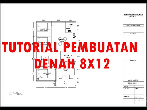 PEMBUATAN DENAH RUMAH MINIMALIS UKURAN 8X12 DENGAN 3 KAMAR TIDUR DAN ...