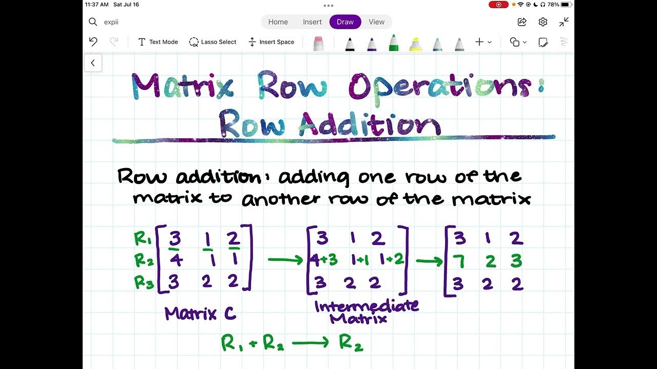 Matrix Row Operations: Row Addition - YouTube