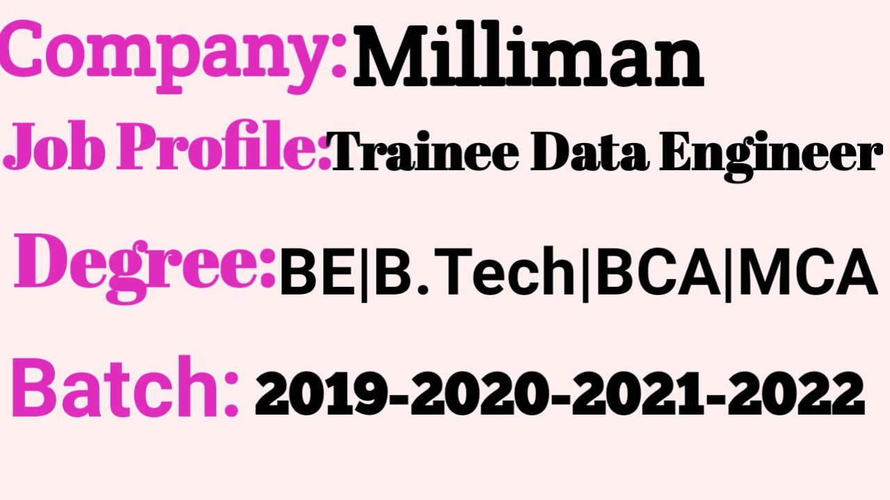 milliman trainee data engineer|off campus drive for 2022 batch freshers|#employmentservices ...
