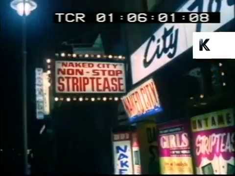 1970s Seedy Soho, London, Night Walk Through, Strip Clubs, Sex Shops, Rare 35mm Footage