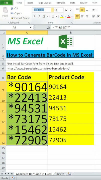 Generate Bar Code in MS Excel I Excel Tips & Tricks I #Shorts - YouTube