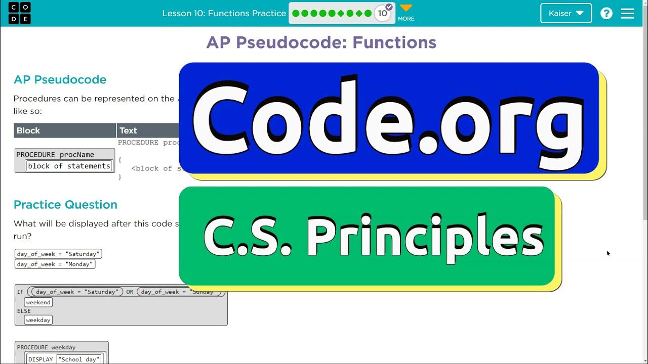 Code.org Lesson 10.10 Functions Practice | Tutorial with Answers | Unit 4 CS Principles - YouTube