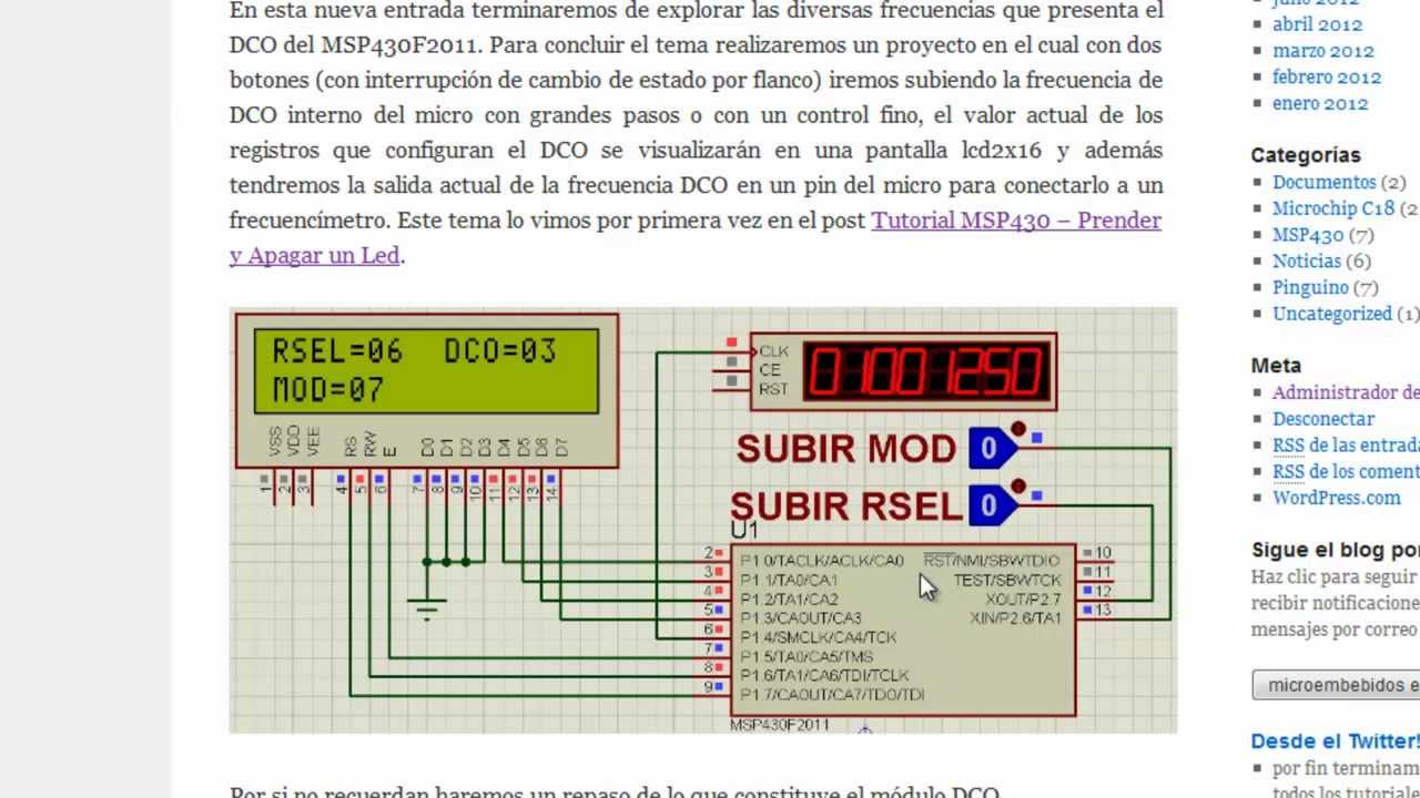 Tutorial MSP430 -- Frecuencias del DCO -- SMCLK and LCD2x16 Output - YouTube