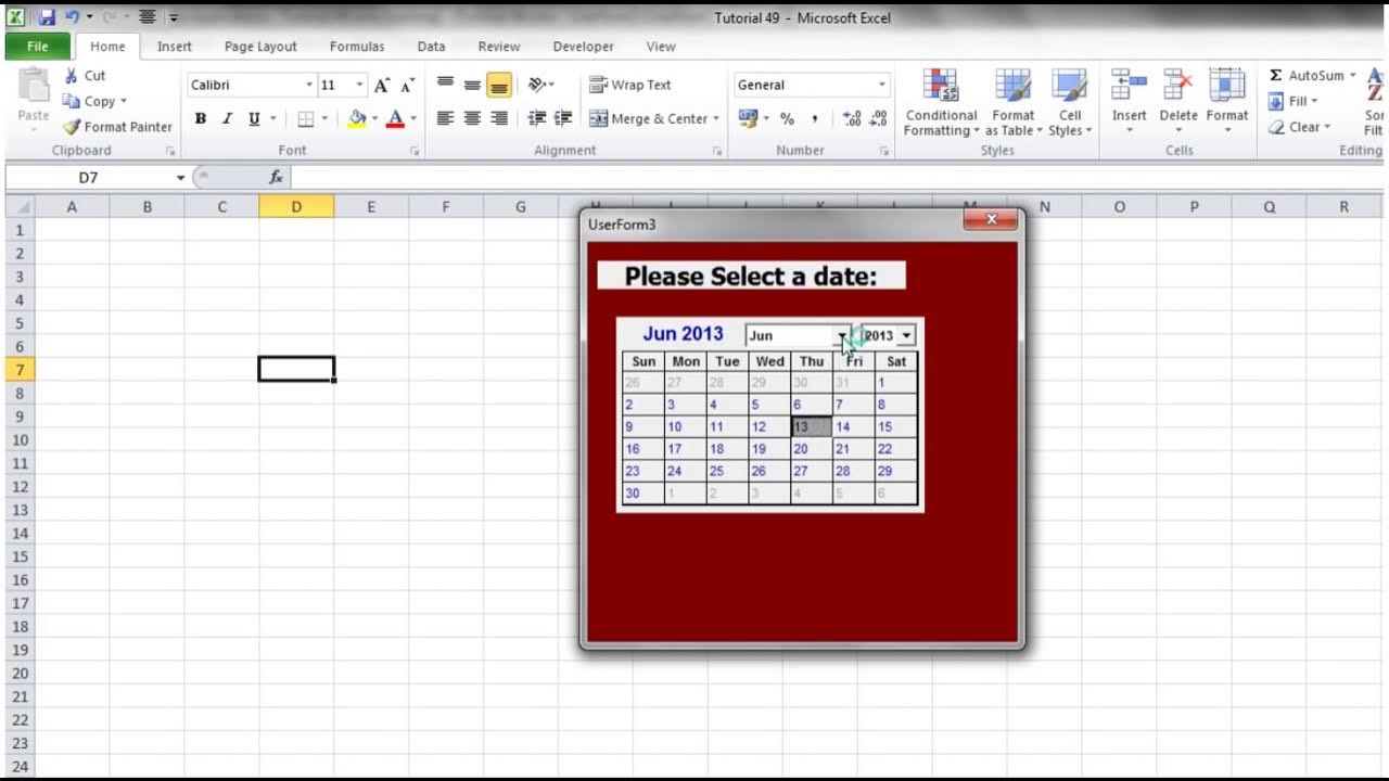 Excel 2010 Vba Tutorial 51 Userforms Calendars Youtube