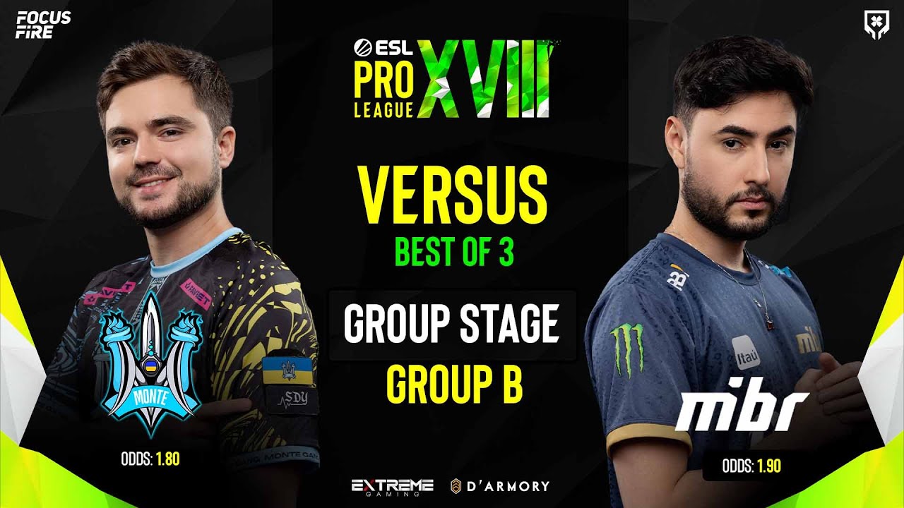 Monte vs MIBR [BO3] | GROUP B DAY 5 | ESL Pro League S18 [ENG/FIL] - YouTube