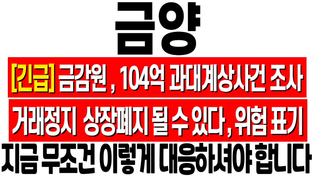 금양 주가 전망 금감원 금양 매출 104억원 과대계상사건 조사 거래정지 혹은 상장폐지 가능성은 금양 주식 분석 금양 유상증자 금양 신주인수권 금양 기장공장