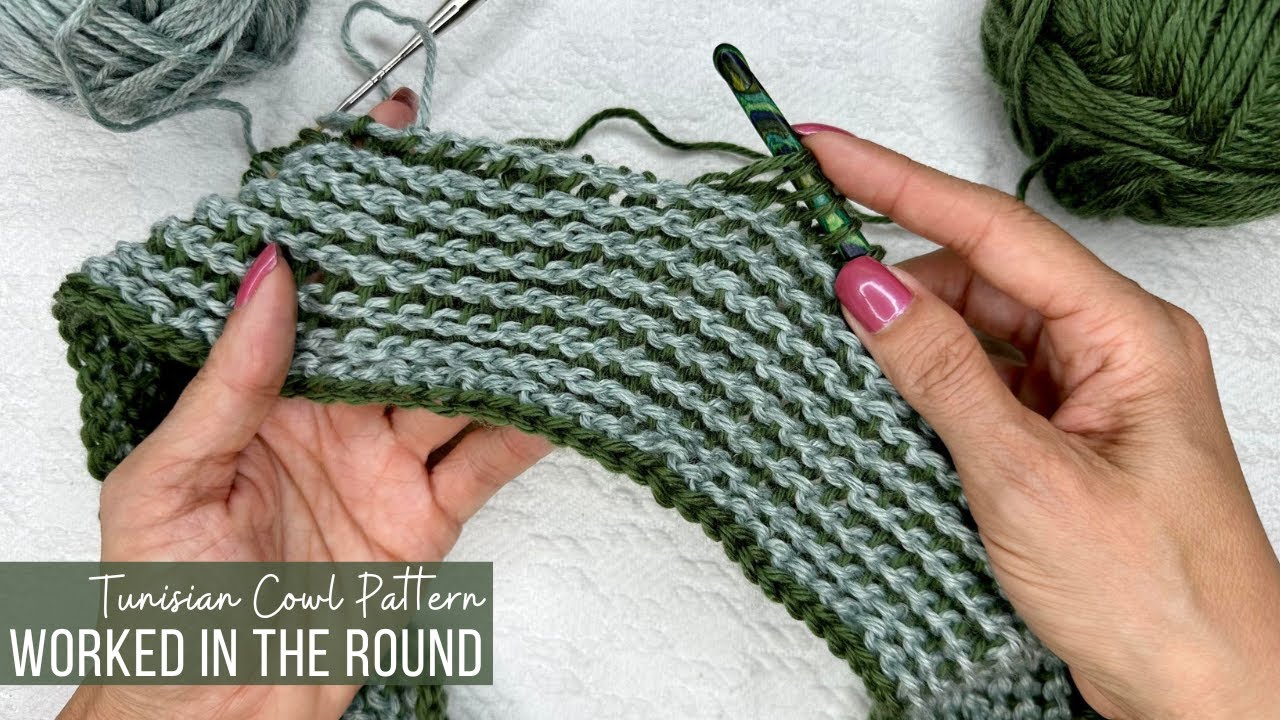 Tunisian Cowl in the Round Tutorial - YouTube