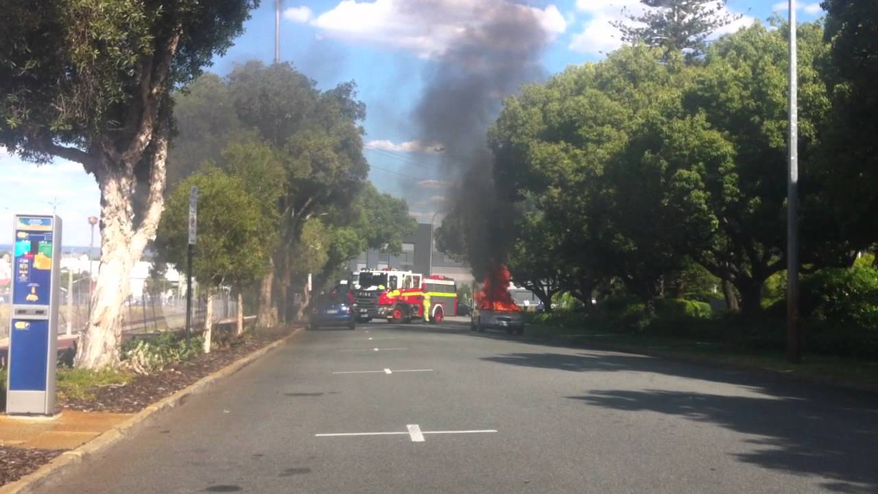 New Holden Commodore burning on fire in West Perth, Australia - YouTube