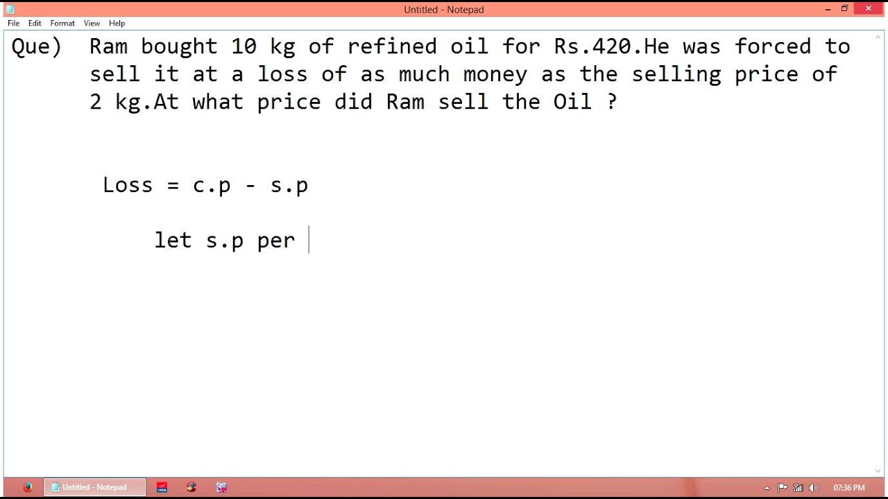 Quantitative Aptitude Tutorials: Profit and Loss Problem - YouTube