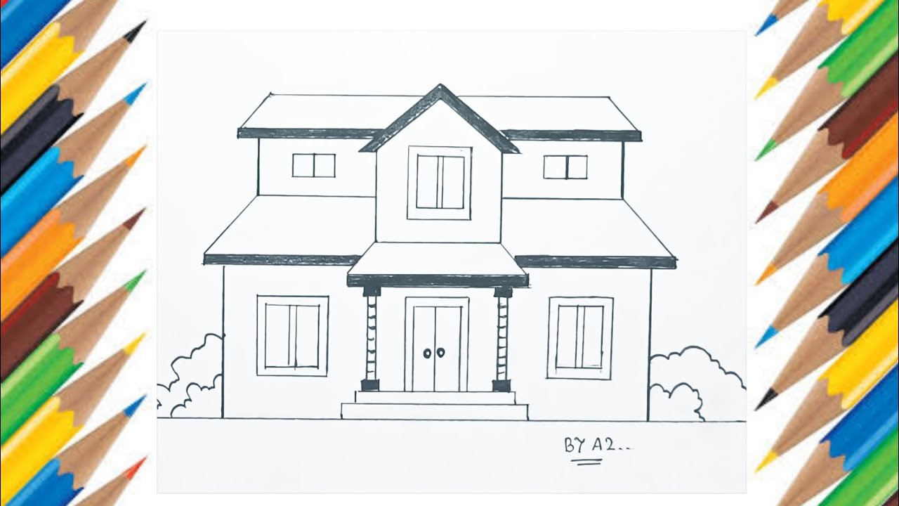 How to draw a house drawing for begging l house drawing l art l - YouTube