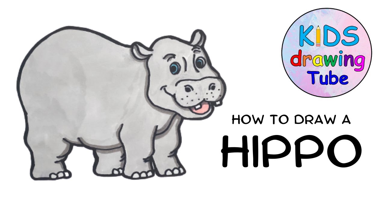 DRAWING FOR KIDS - How to draw a Cartoon Hippo - Easy - YouTube