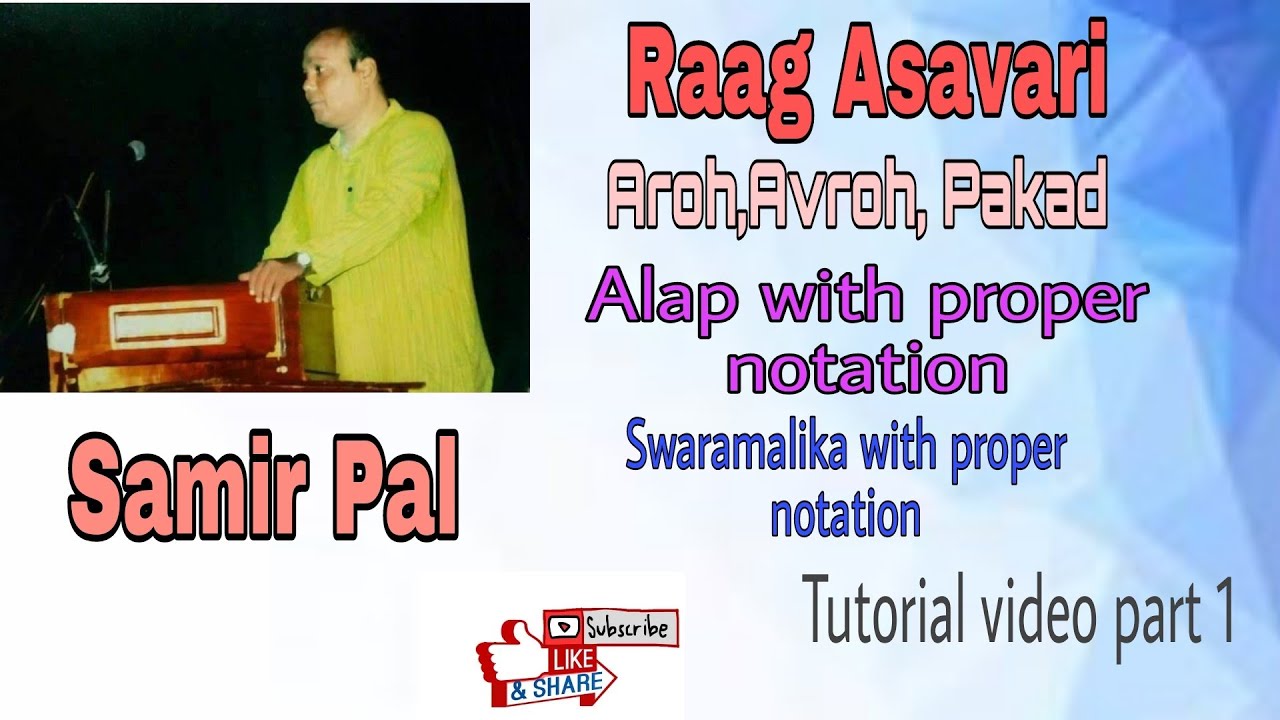 Raag Asavari(Swaramalika with aroh,avroh,pakad and alap) tutorial video ...