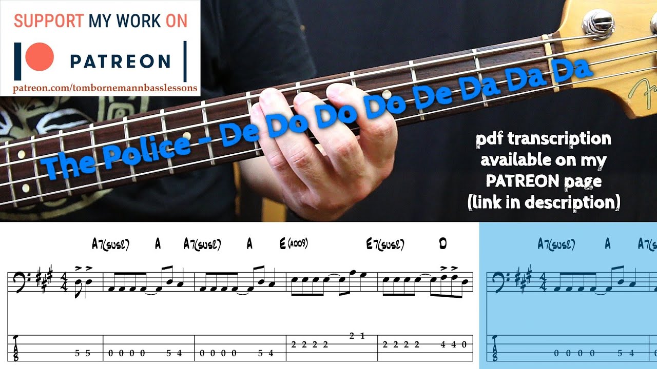 The Police - De Do Do Do De Da Da Da (Bass cover with tabs) - YouTube