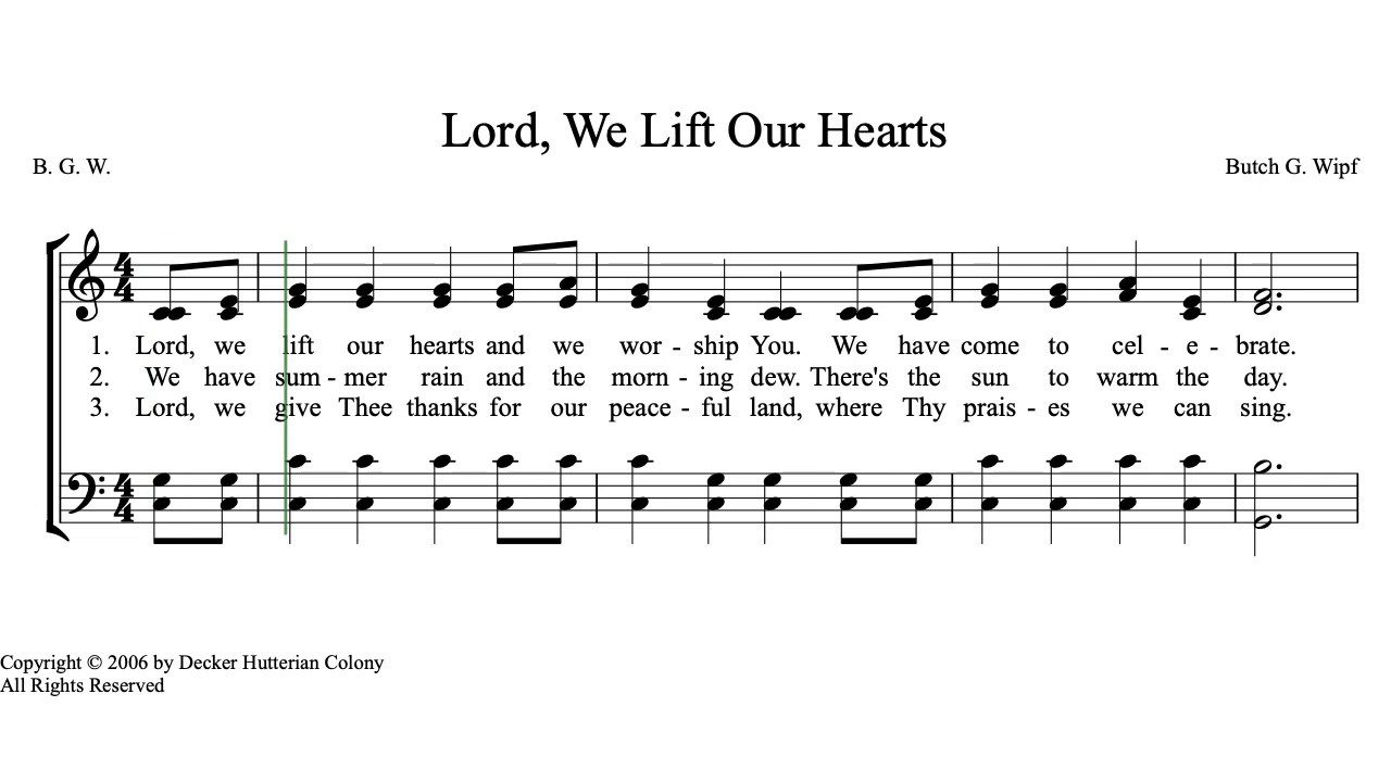 Lord, We Lift Our Hearts by Butch G. Wipf (a Hutterite Hymn) - YouTube
