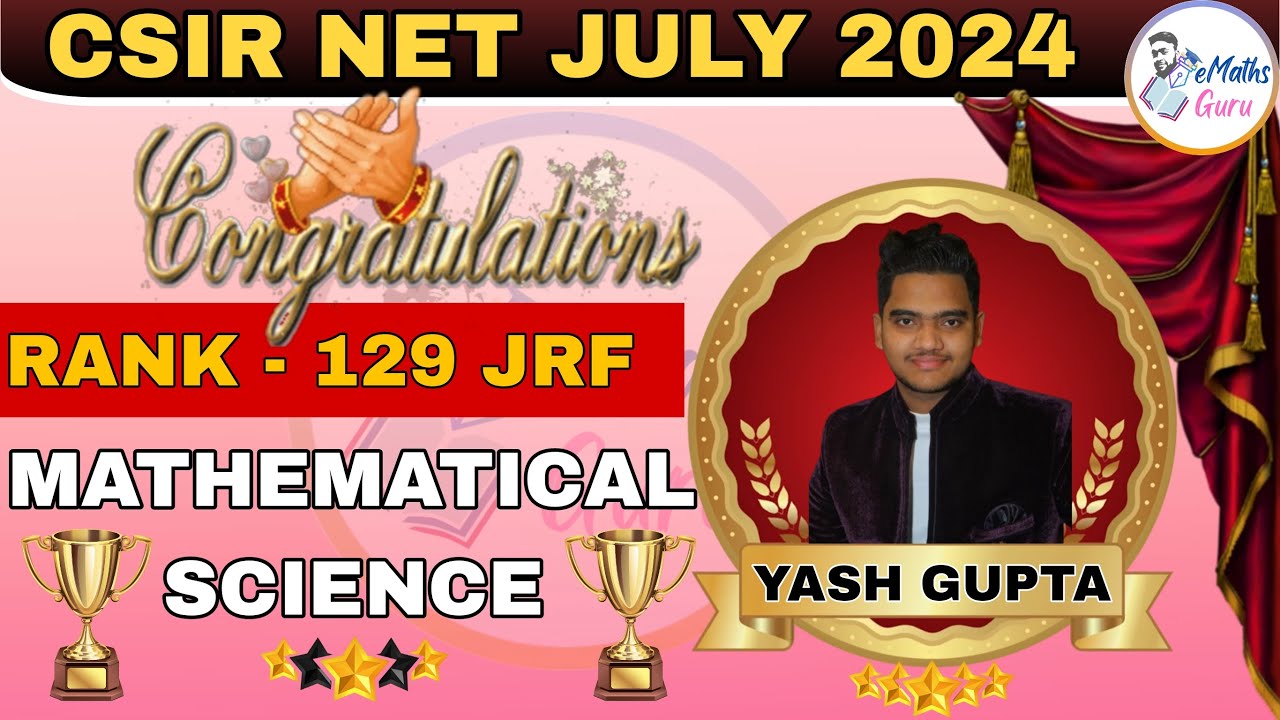 eSuccess Talk with Yash Gupta | JRF AIR-129 | By Roshan Sir - YouTube