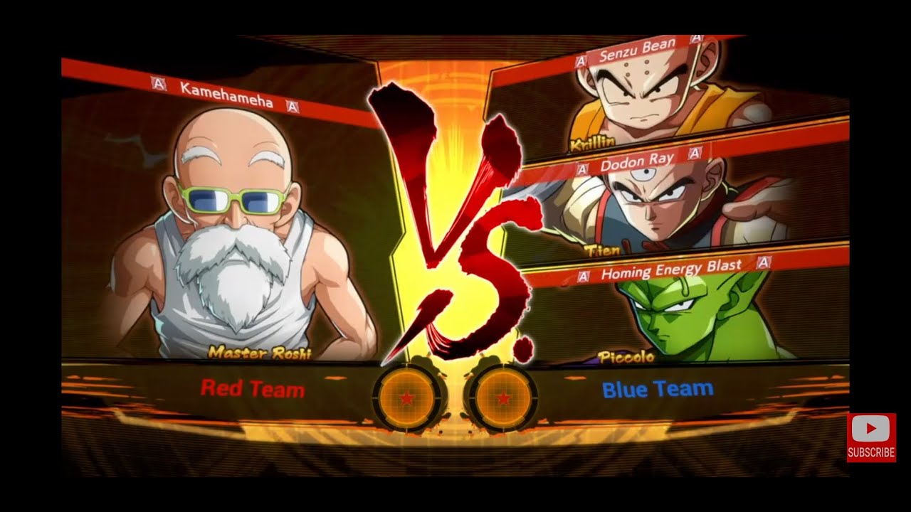 Master Roshi VS Krillin, Tien Shinhan, & Piccolo | Dragon Ball FighterZ ...