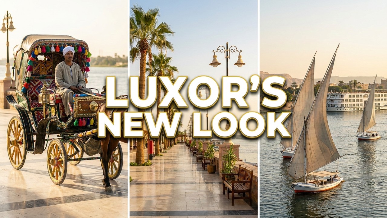 Walking Luxor's New Waterfront: Nile Promenade 🚶‍♂️ Horse Carriage 🐎 ...