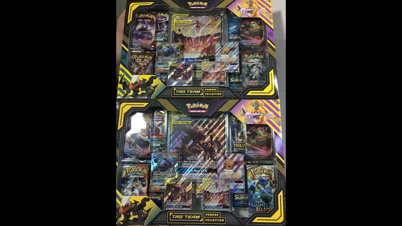 Espeon Deoxys GX Tag Team Powers Collections Box and Umbreon Darkrai GX ...