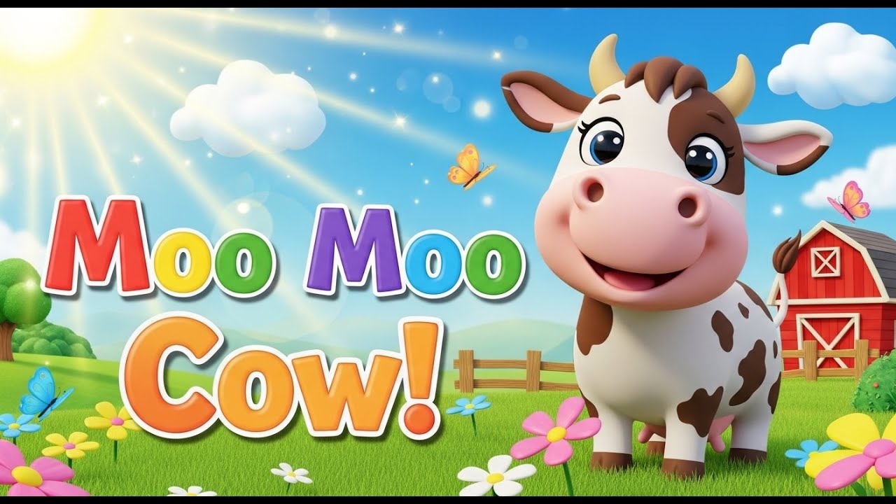 Moo Moo Cow 🐄 | Fun Animal Sounds Song for Kids | Baby Nursery Rhyme ...