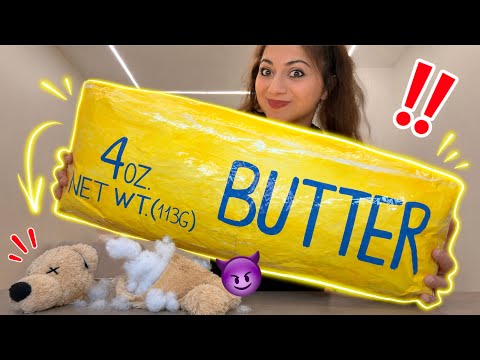 DEV BUTTER SQUISHY YAPTIM!😈 (pelüşüm gitti….)💀 #giantsquishy