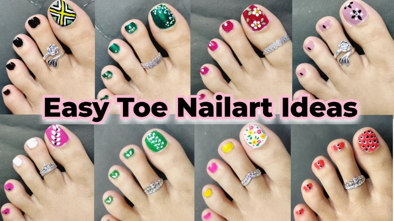 Easy Toe Nailart at home || nailart for beginners ||easy toe nailart ...