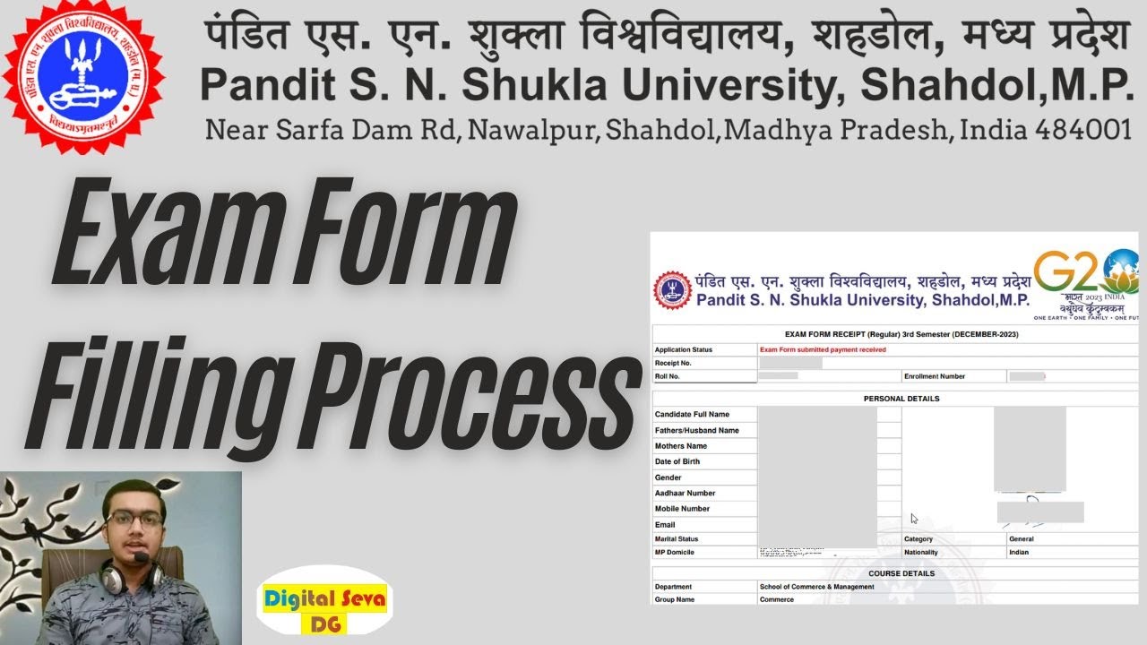 Pandit shambhunath shukla university exam form fee payment process ...