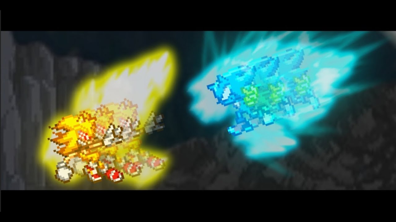 Fleetway Super Sonic VS Hero Shadow (Mini Sprite Battle) - YouTube