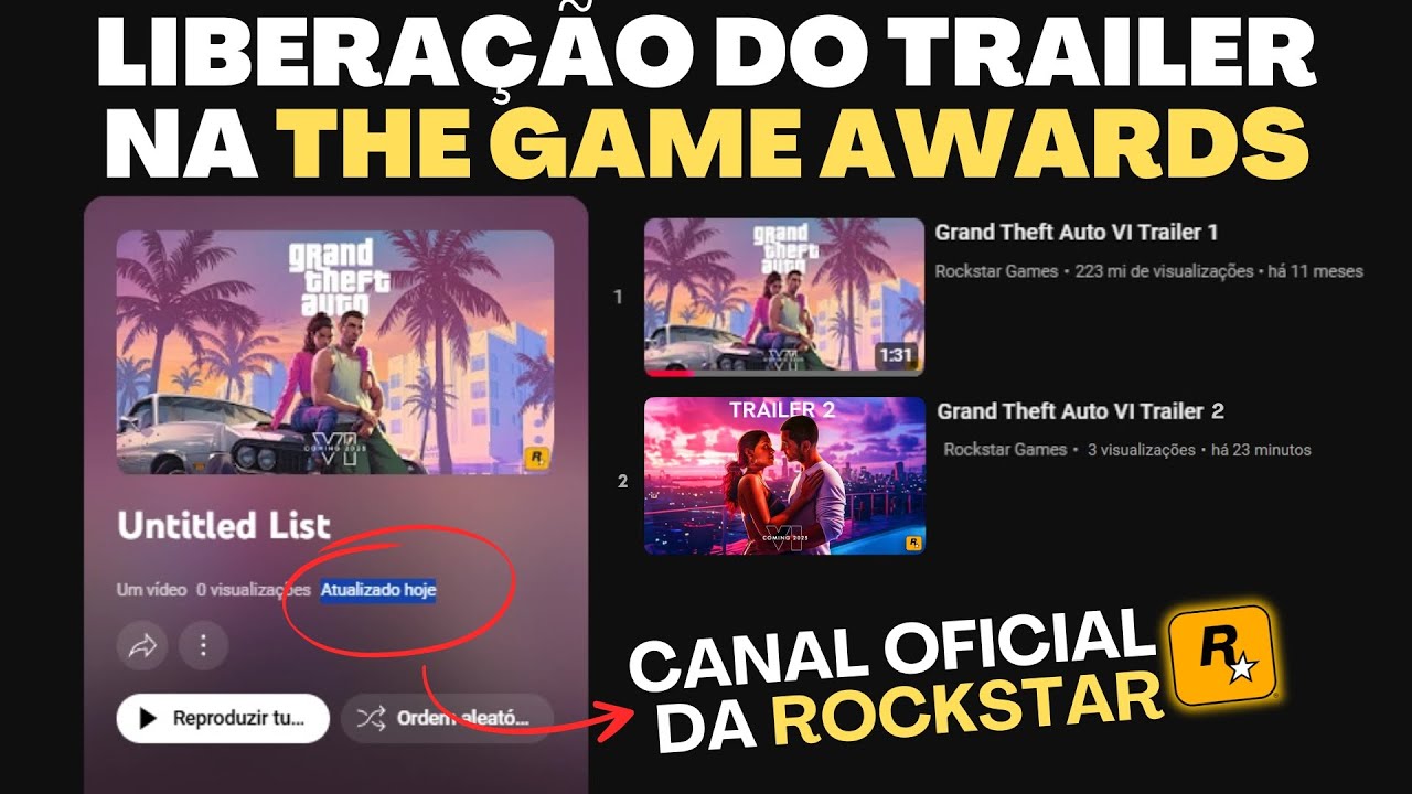 MEU DEUS!! TRAILER 2 DE GTA 6 VEM AÍ ROCKSTAR ACABOU DE ATUALIZAR OS VÍDEOS NO YOUTUBE - TGA ...
