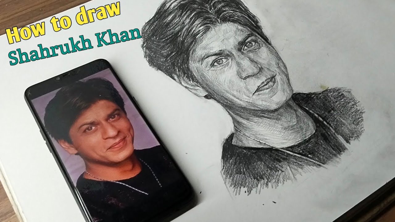 how to draw Sharukh Khan pencil sketch | new technique drawing - YouTube