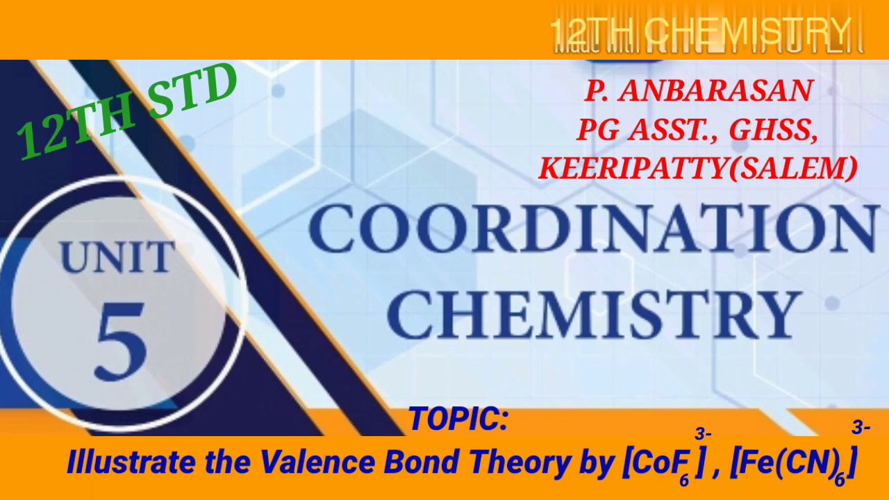 XII,UNIT-5, COORDINATION CHEMISTRY E/M(Illustrate the VBT by 2 examples ...