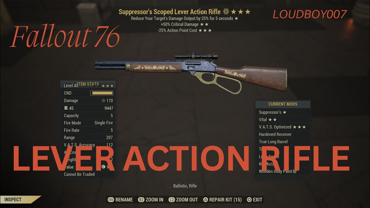 Fallout 76: One Weapon Lever Action Rifle - YouTube
