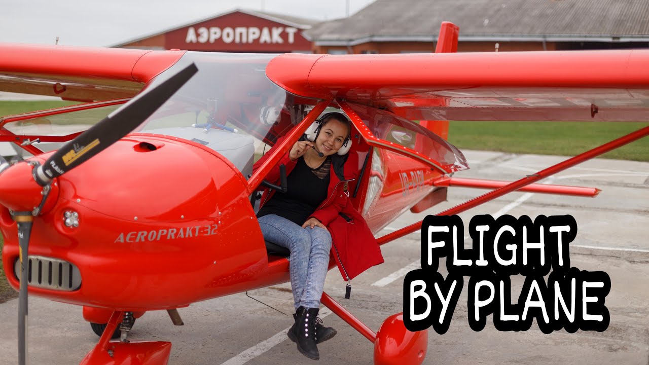 Flight by plane. The girl flies in flight. - YouTube