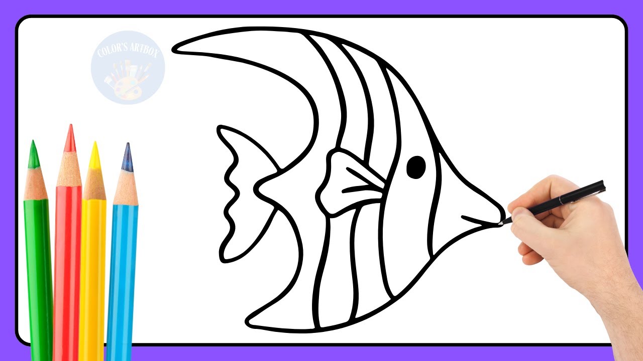 How to Draw a fish Pomfret 🐟 | Easy Step by Step Drawing for Kids ...