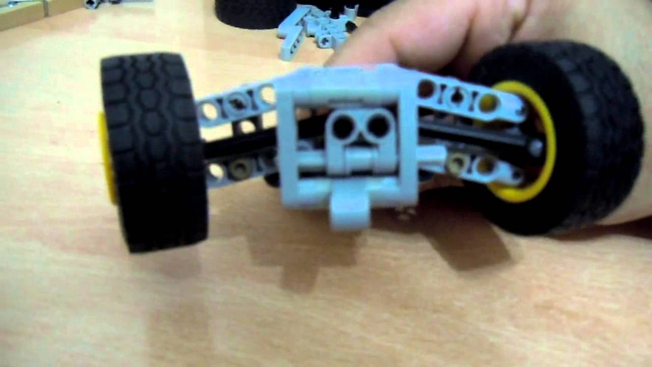 Lego technic front axle with rubber suspension - YouTube