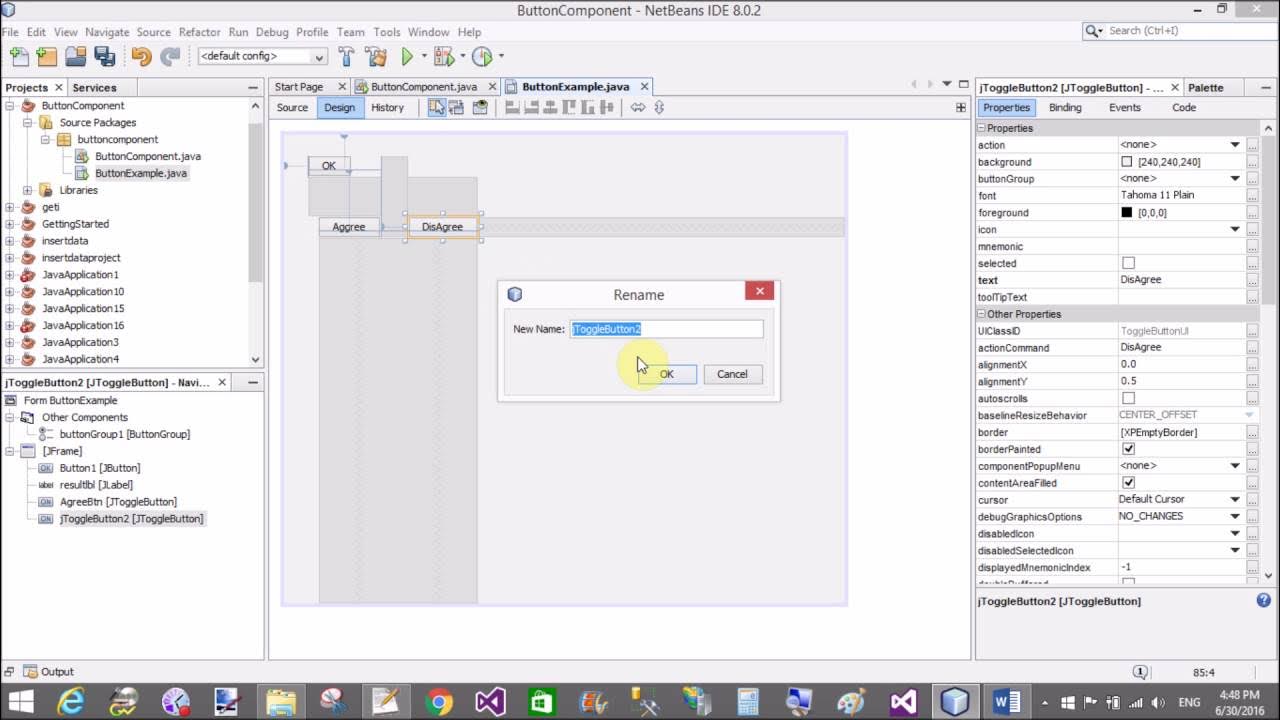 JButton, JToggleButton, ButtonGroup, JRadioButton, JCheckBox in Swing - YouTube