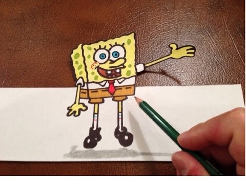 Drawing SpongBob SquarePants in 3D Anamorphic Trick Art - YouTube