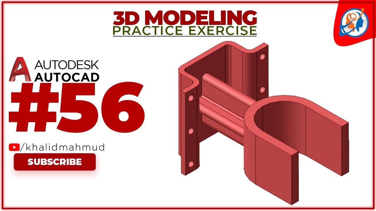 AutoCAD 3D Practice Exercise 56 | Mechanical Exercise 56 | Autocad 3D ...