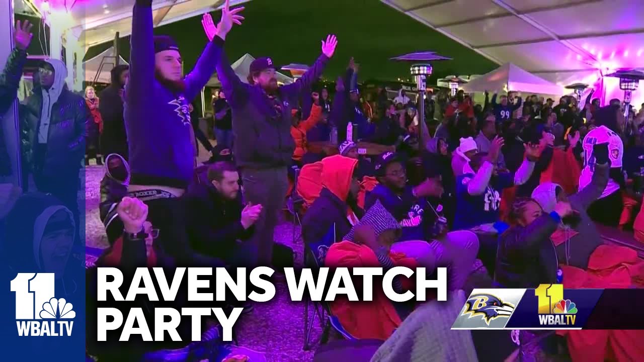 Baltimore Peninsula hosts Ravens watch party - YouTube