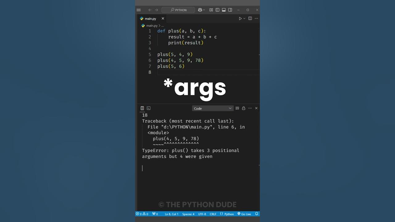 *ARGS in Python?? #python #coding #programmingtips - YouTube