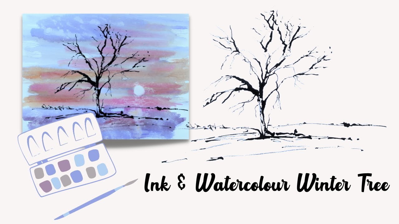 Ink & Watercolour winter tree using a homemade twig dip pen. Choosing ...