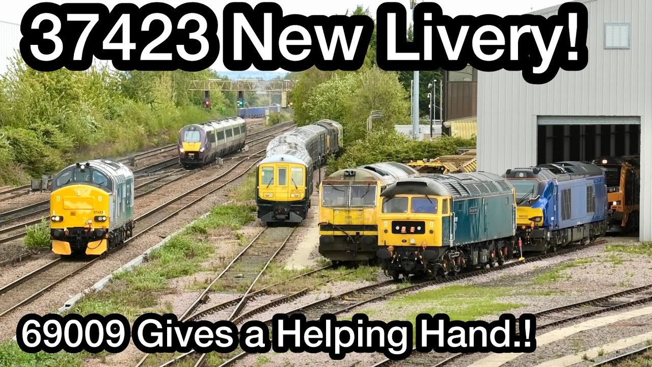 37423 with NEW Livery & 69009 BUSY at Leicester Locomotive Inspection ...