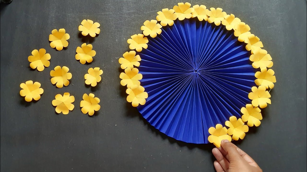 3 unique blue paper flower wall hanging /paper craft for home ...