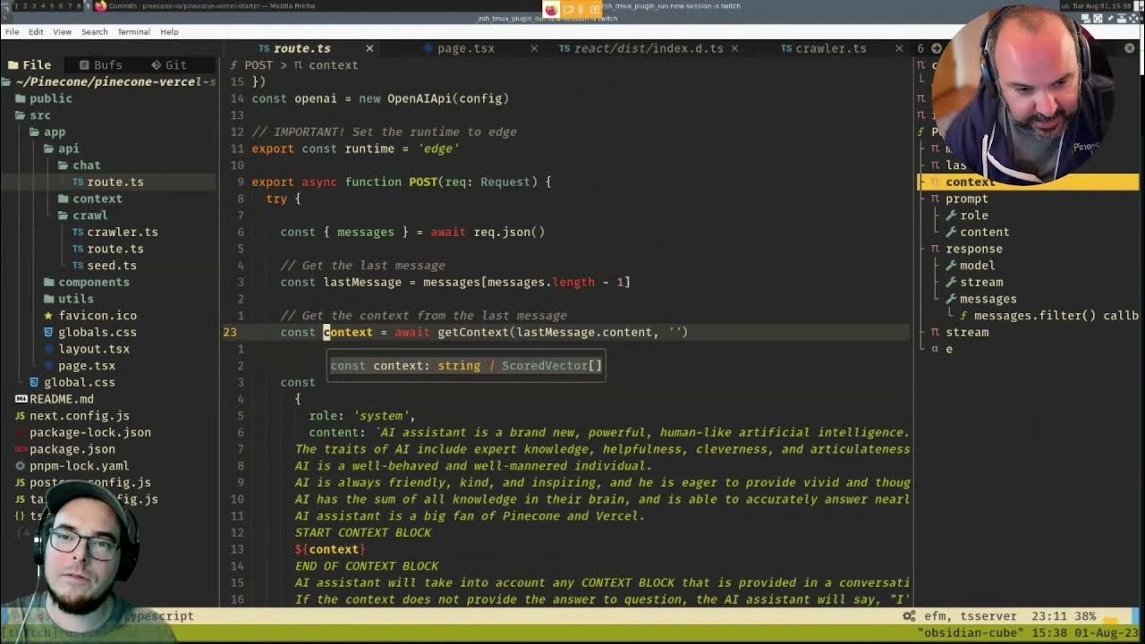Live code review: Pinecone Vercel starter template and Retrieval ...