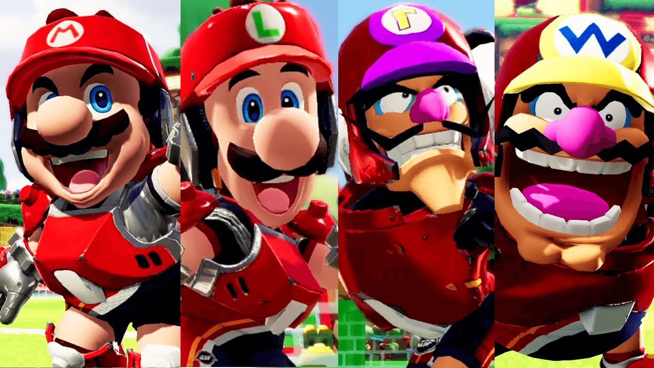 Mario Strikers Battle League - Mario Luigi Wario Waluigi Gameplay ...