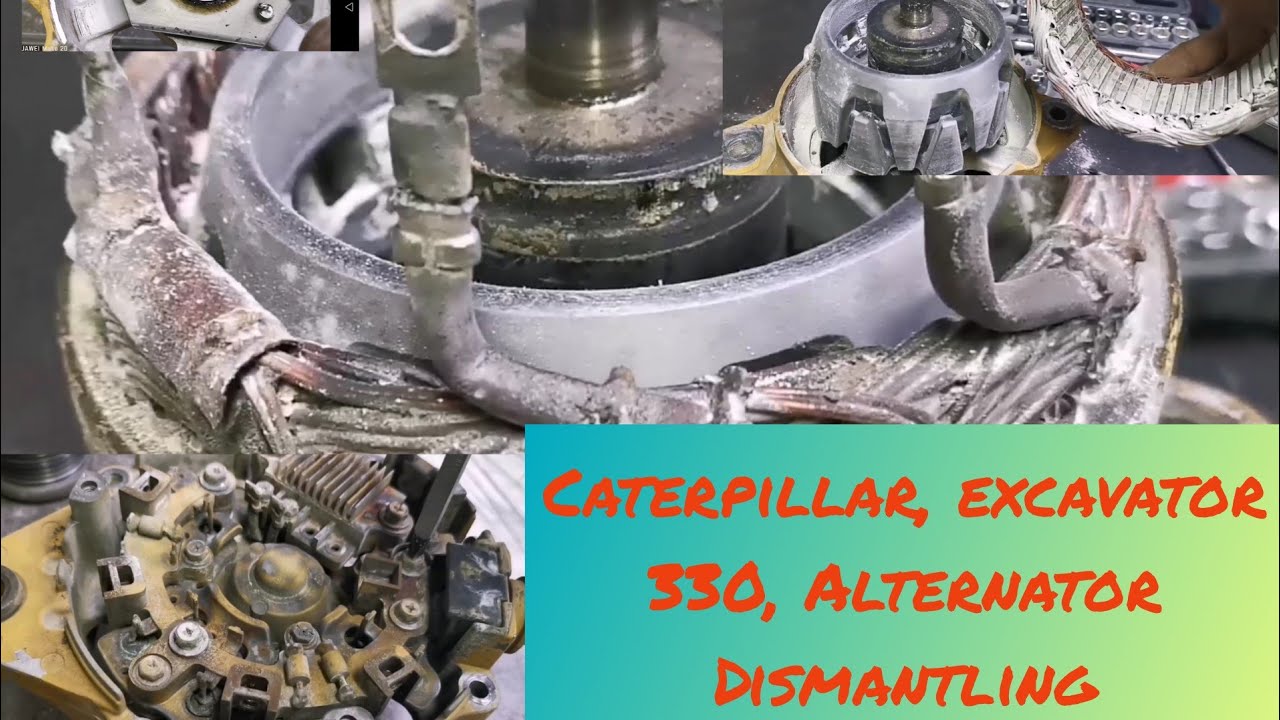 Caterpillar excavator alternator dismantling - YouTube